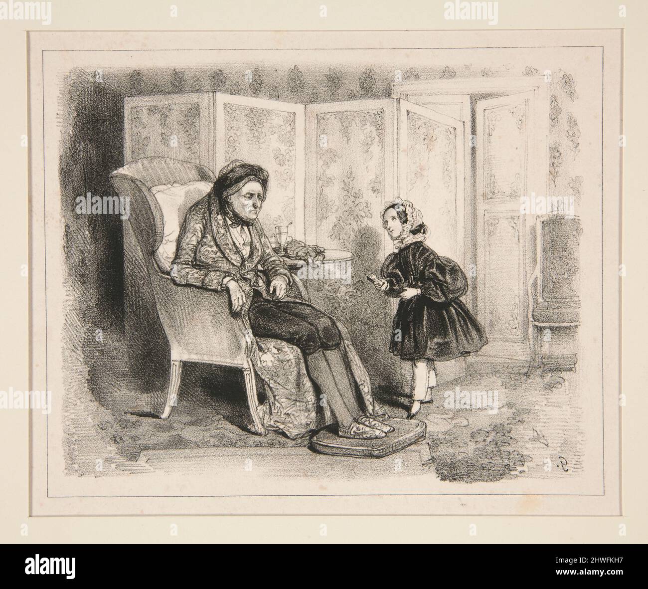 Grand-Papa Four.. Artist: Paul Gavarni, French, 1804–1866 Stock Photo ...