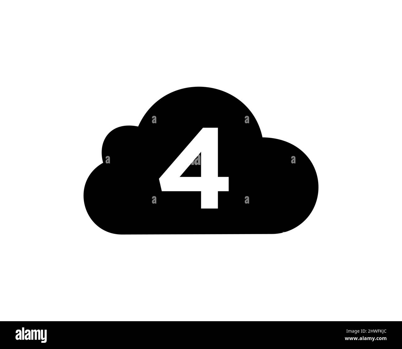 Cloud Logo Design On 4 Letter. Initial Letter 4 Cloud Logo Vector ...