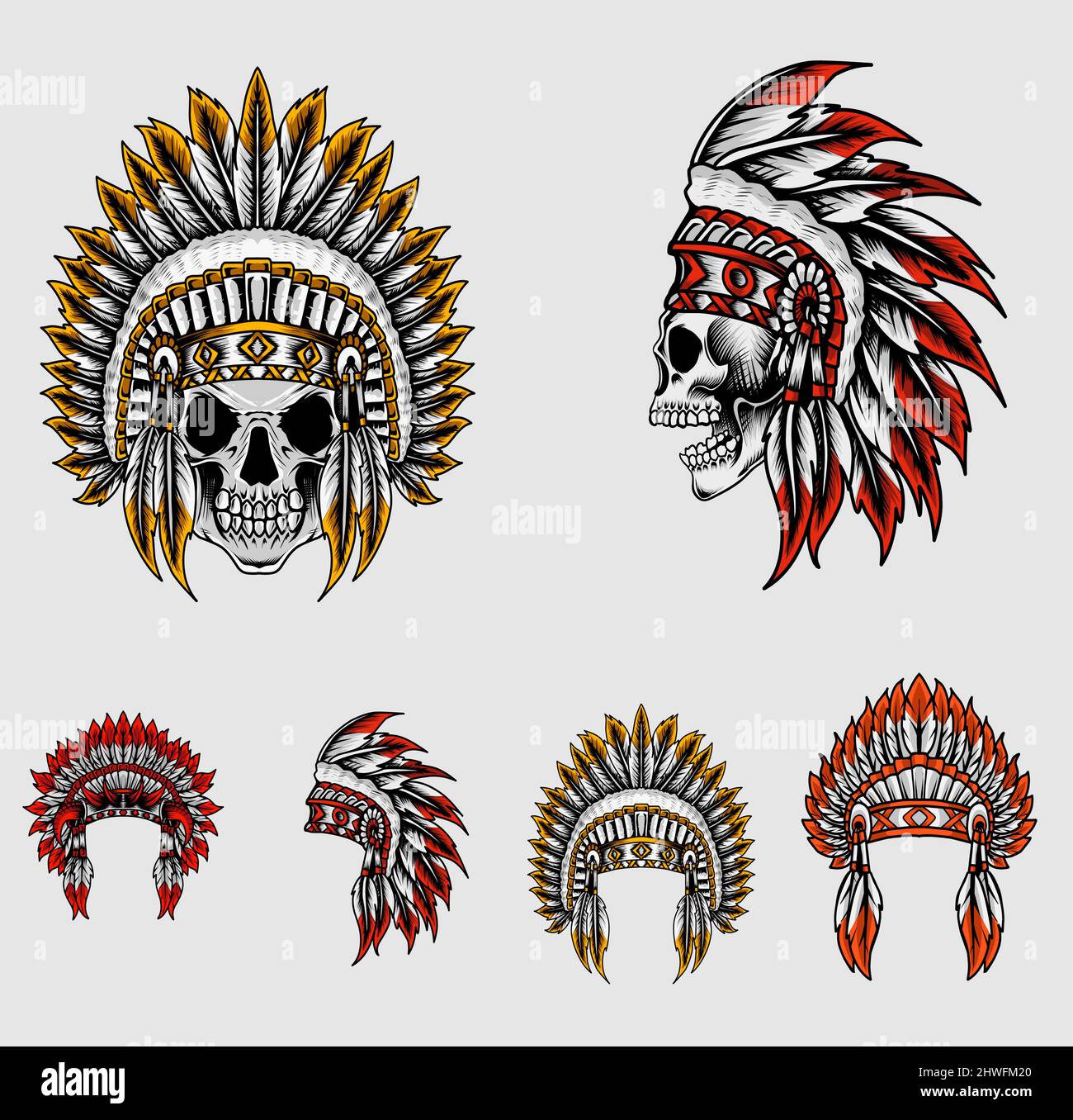set indian apache head-vector illustration Stock Vector Image & Art - Alamy
