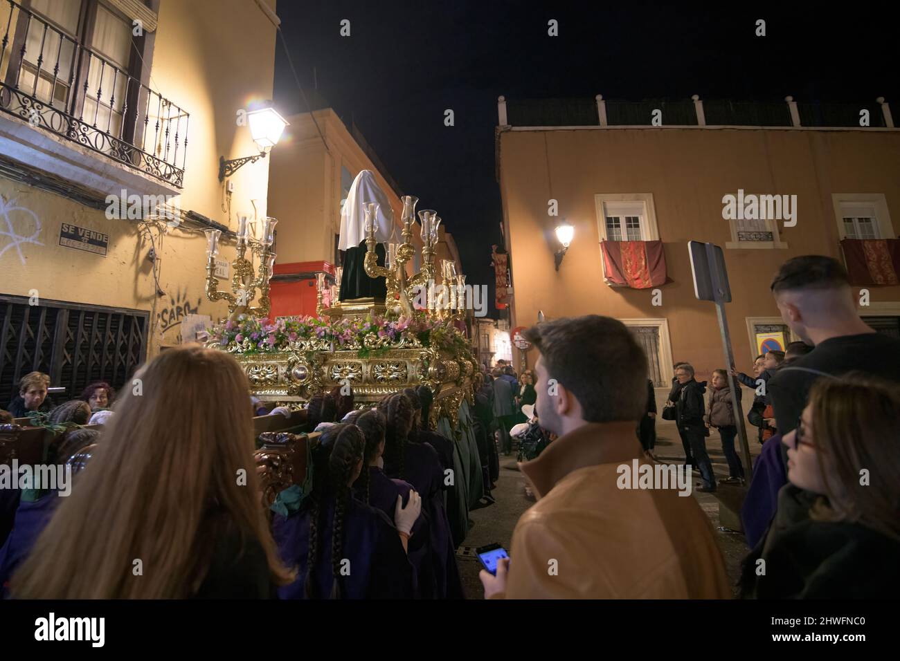 For editorial, in Spain brotherhoods of Holy Week take out their images ...