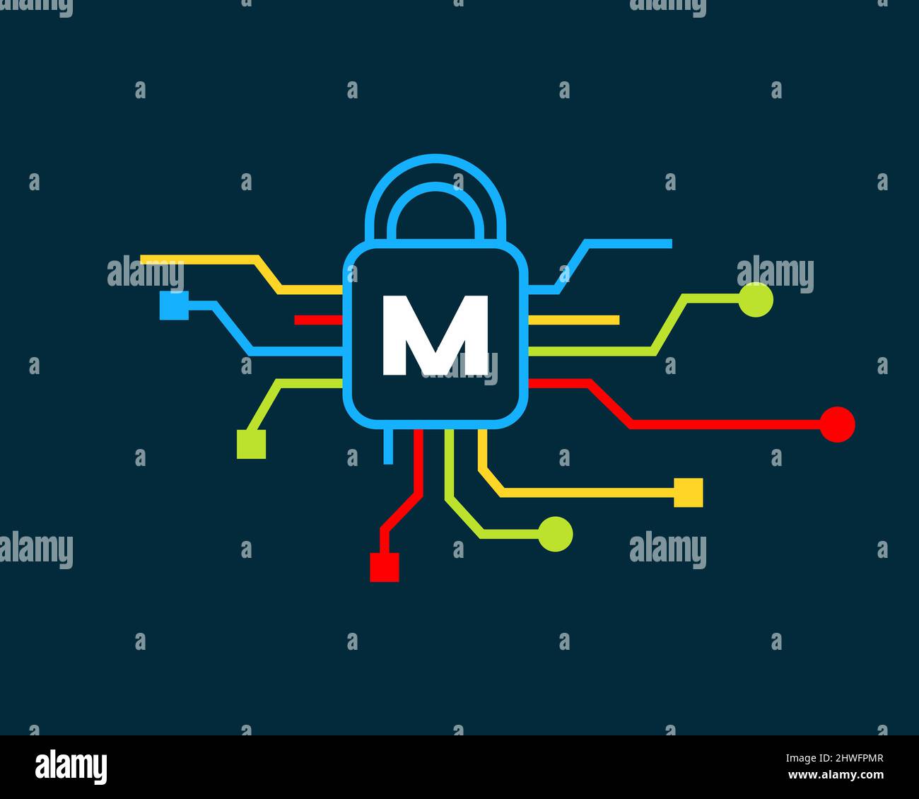 Cyber Security logo with M letter concept. M letter logo for Cyber ...