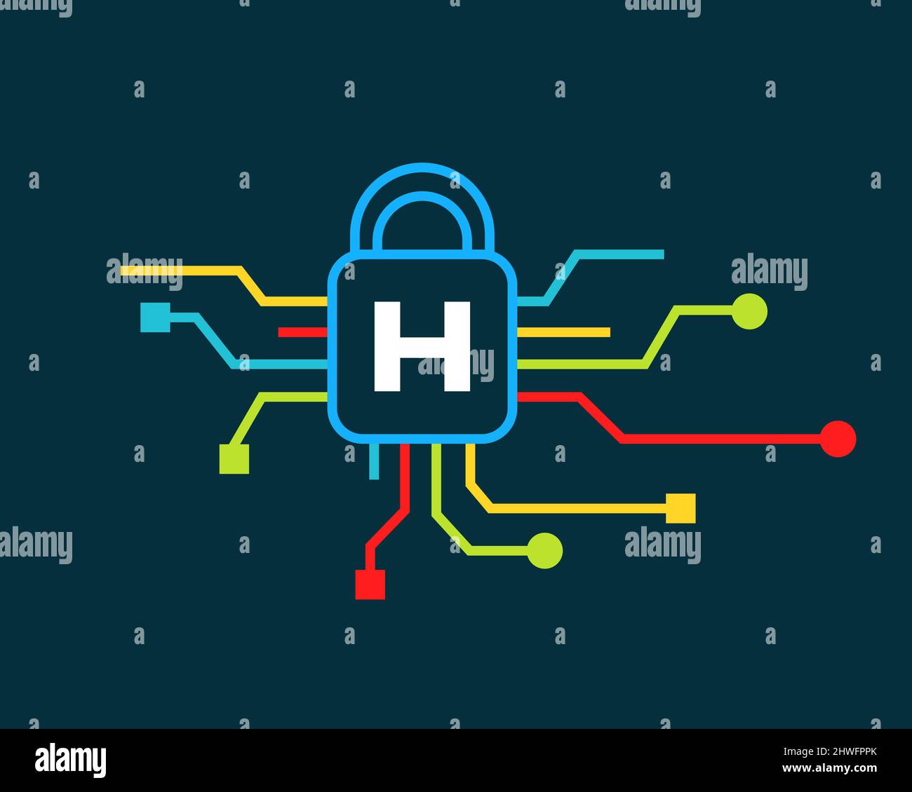Cyber Security logo with H letter concept. H letter logo for Cyber ...