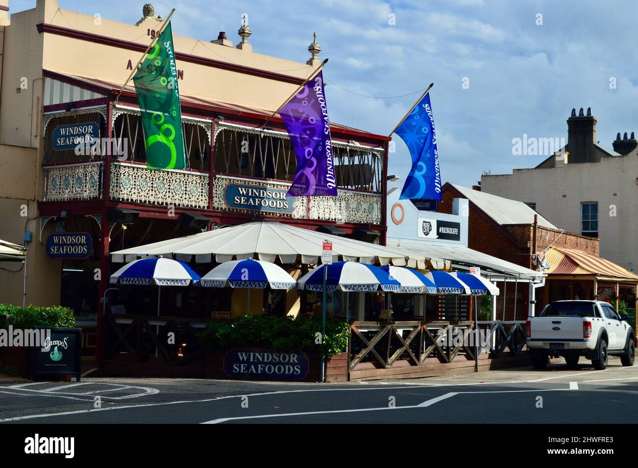 Historic buildings serving as shops and restaurants at Windsor in ...