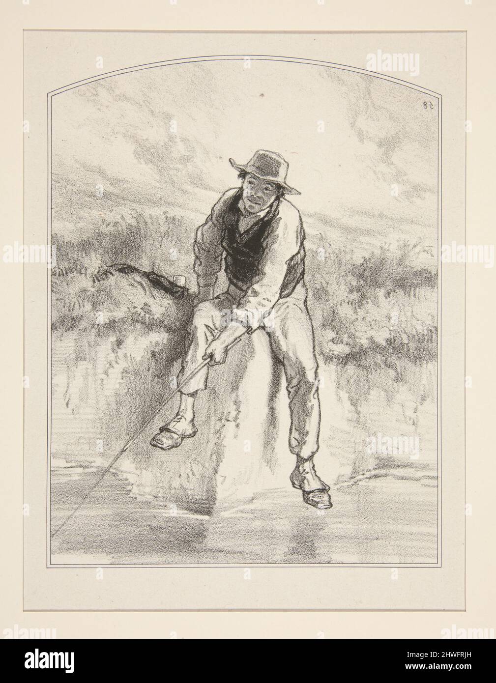 (LA PECHE A LA LIGNE.). Artist: Paul Gavarni, French, 1804–1866 Stock ...