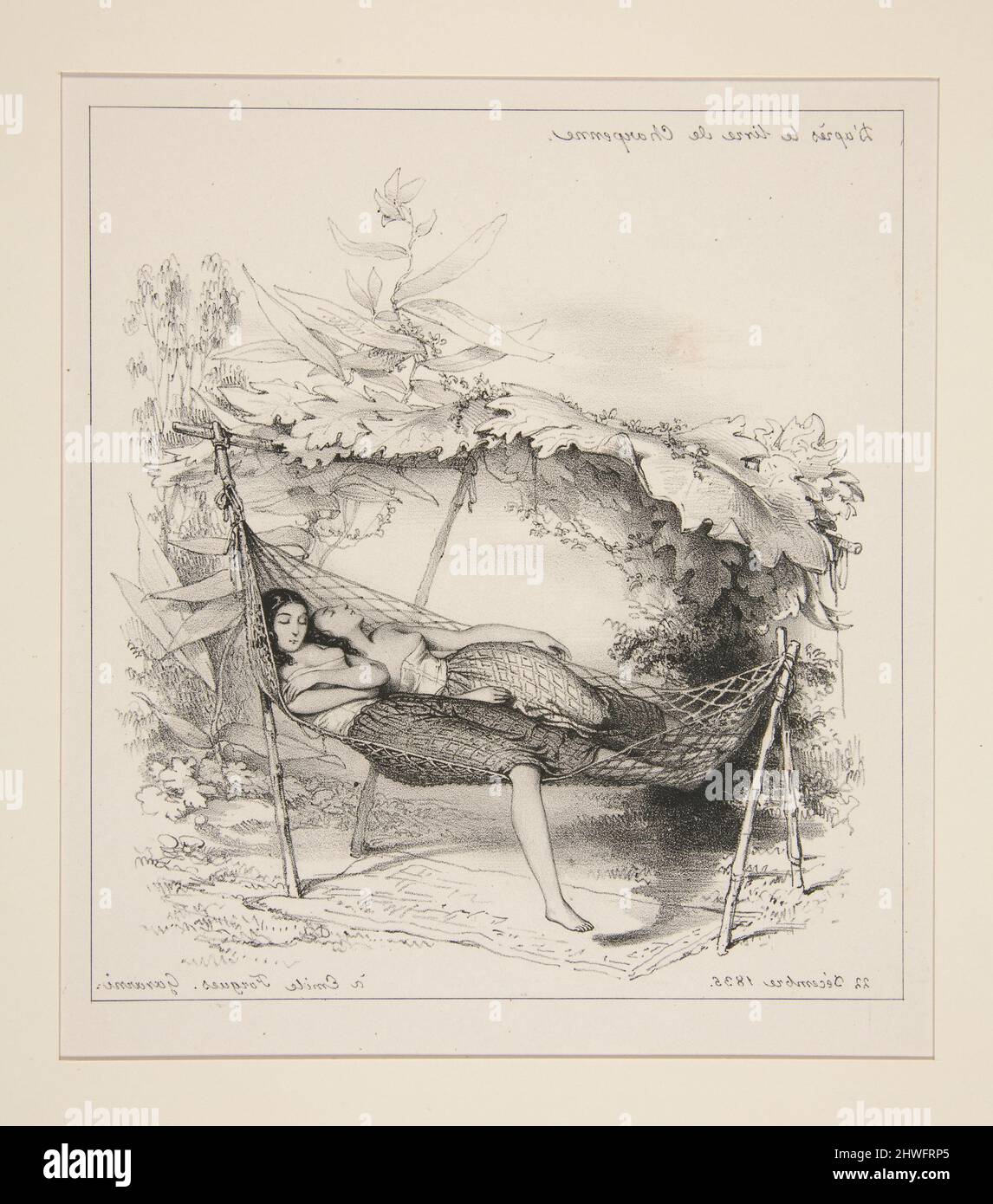 LE HAMAC.. Artist: Paul Gavarni, French, 1804–1866 Stock Photo - Alamy