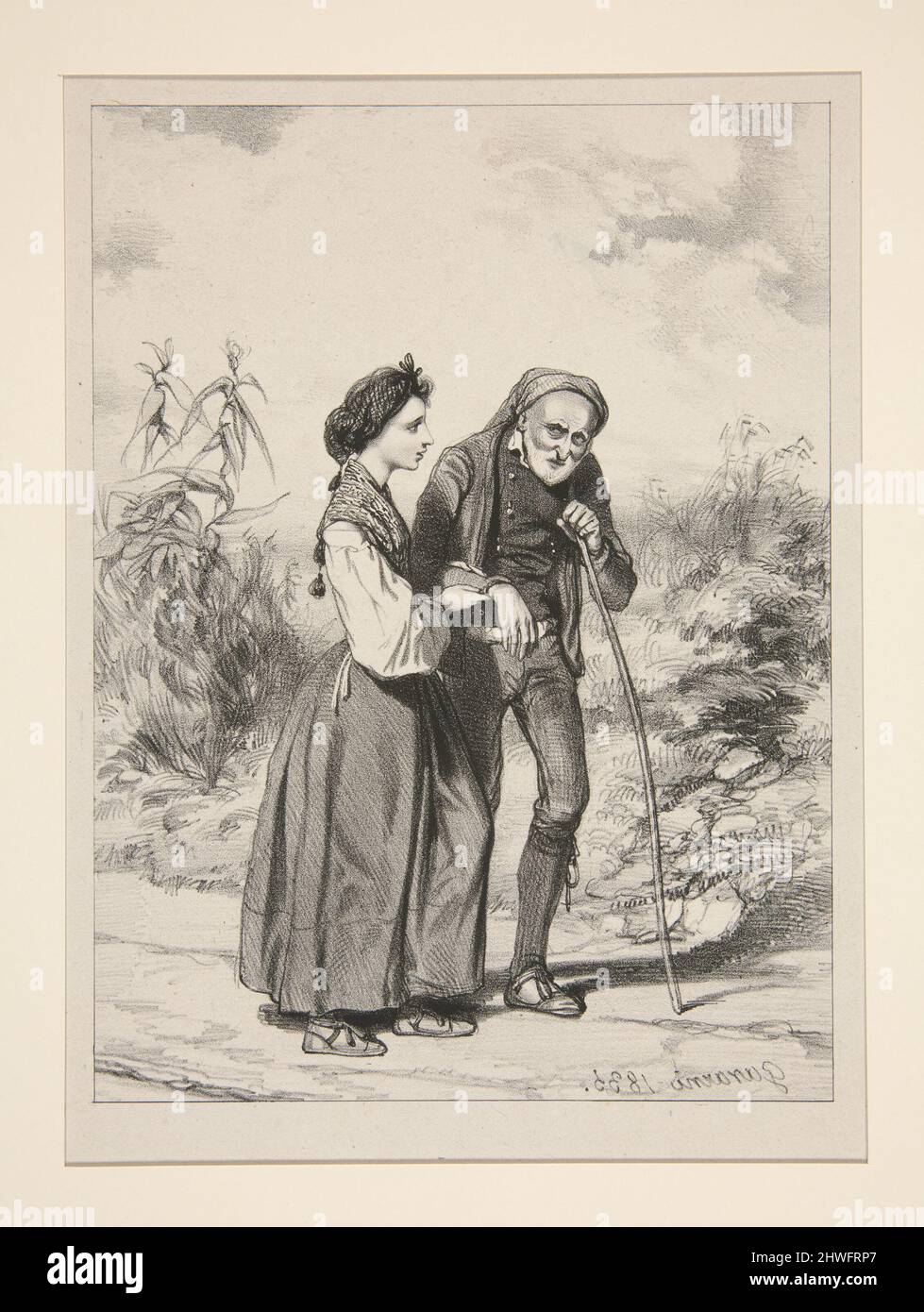 (PIETE FILIALE.). Artist: Paul Gavarni, French, 1804–1866 Stock Photo ...