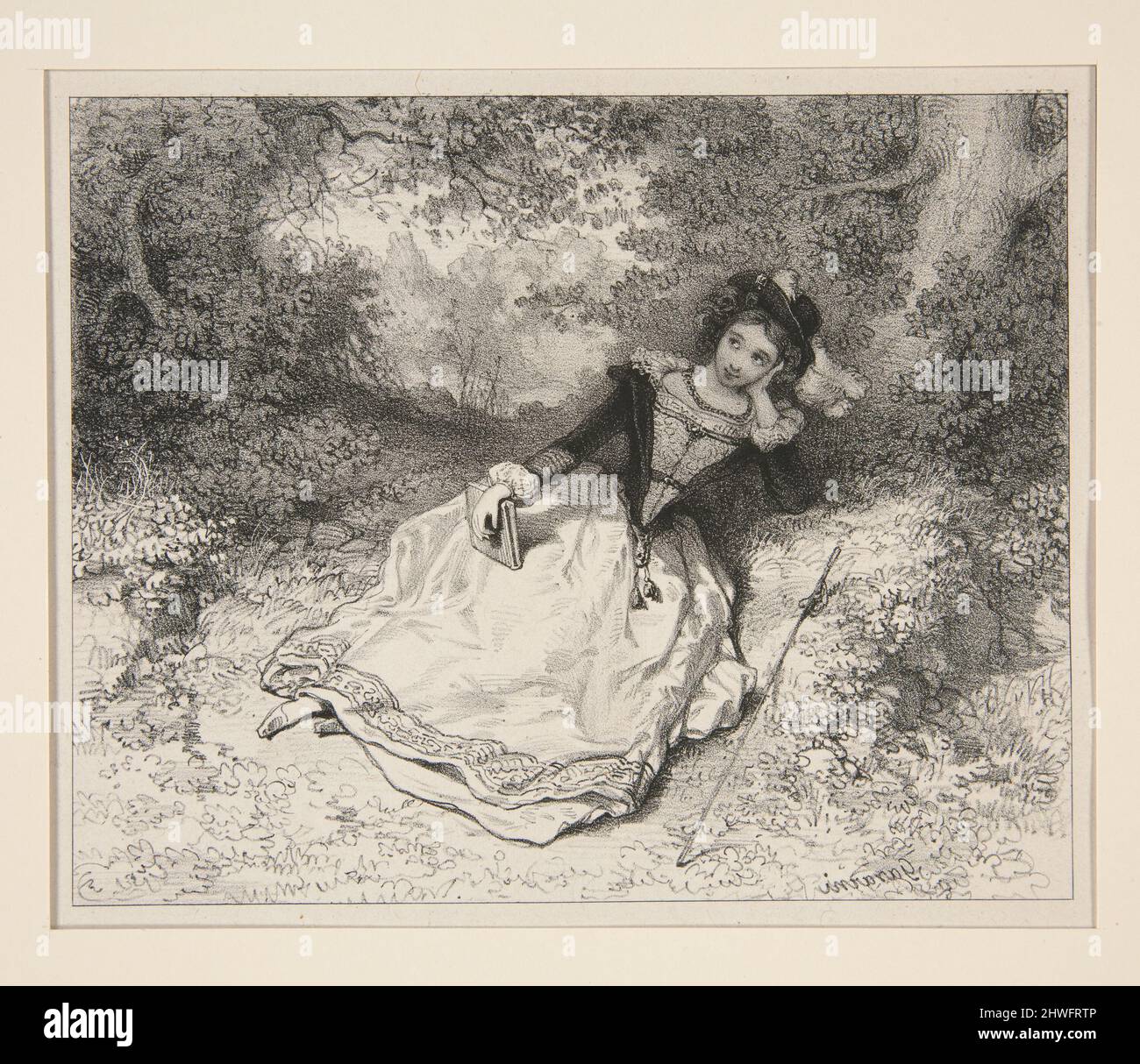 REVERIE.. Artist: Paul Gavarni, French, 1804–1866 Stock Photo - Alamy