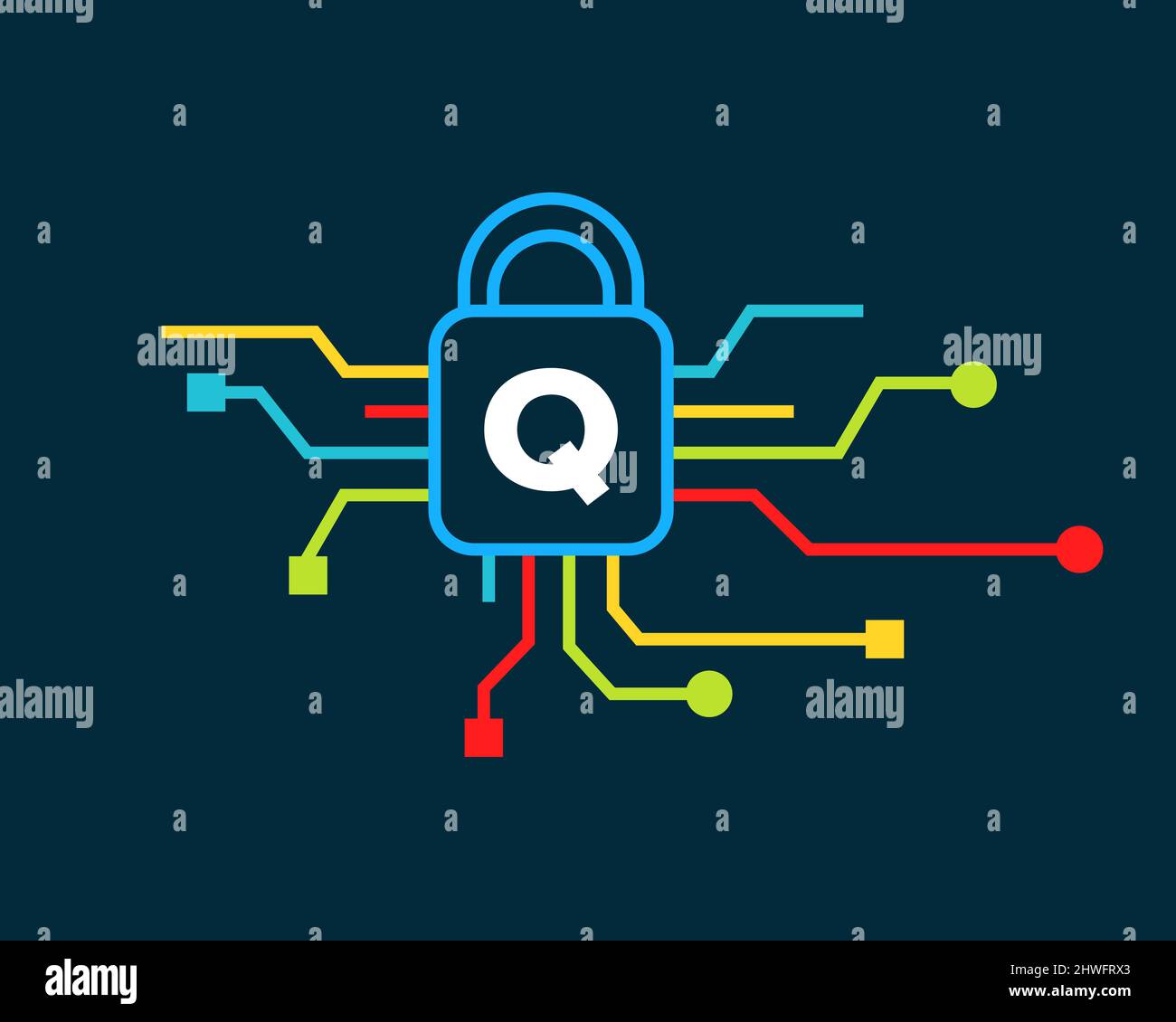 Cyber Security logo with Q letter concept. Q letter logo for Cyber ...