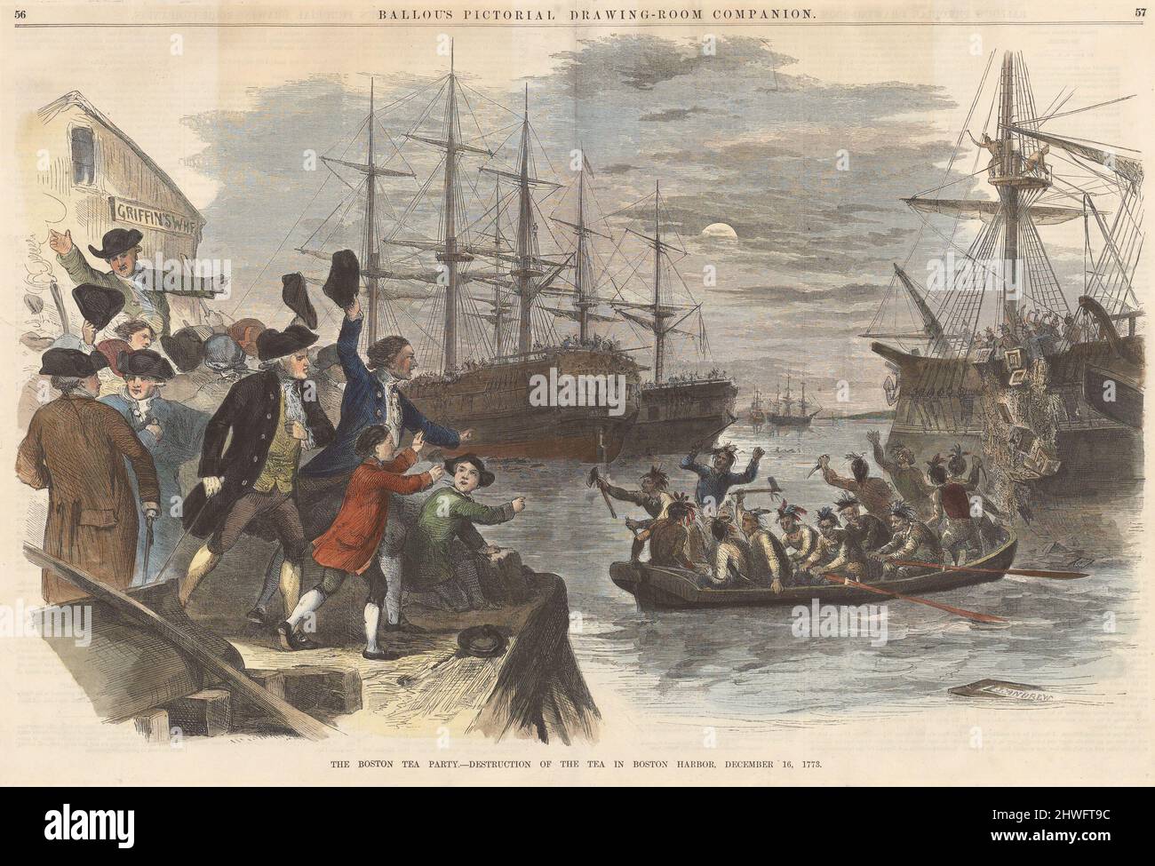 The Boston Tea Party.–Destruction of the Tea in Boston Harbor, December ...