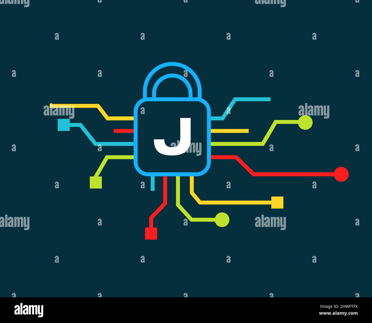 Cyber Security logo with J letter concept. J letter logo for Cyber ...