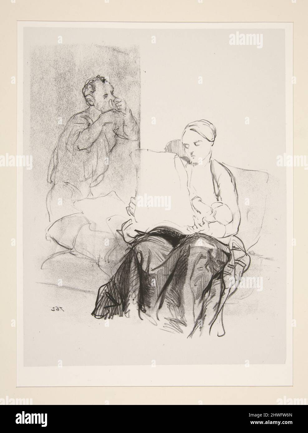 (SCENE D’INTERIEUR.). Artist: Paul Gavarni, French, 1804–1866 Stock ...