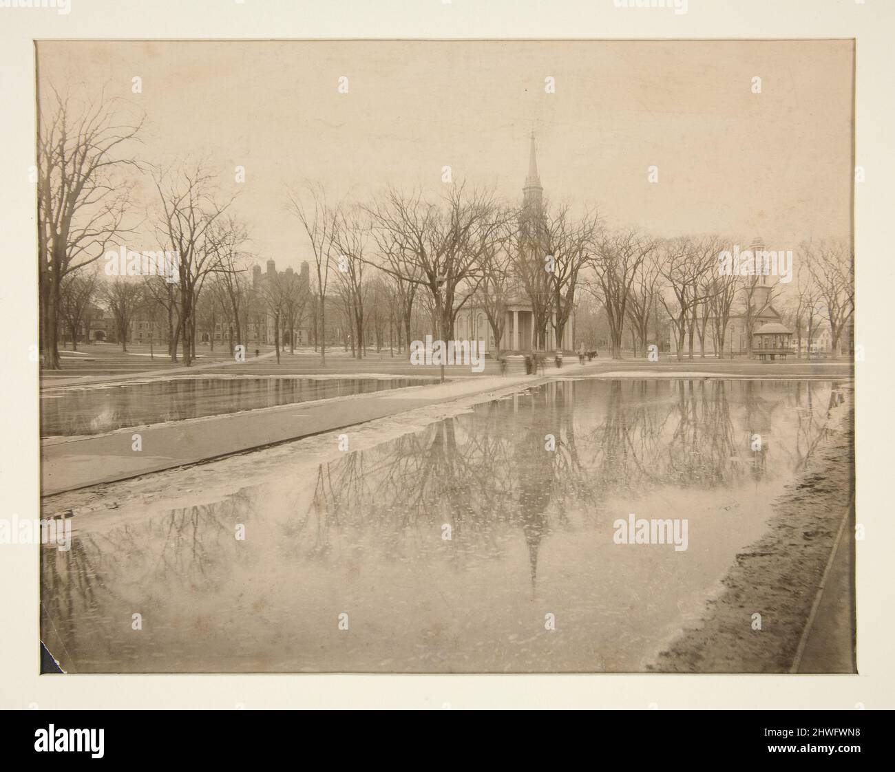 View of New Haven Green. Artist: A. B. Corbin, American Stock Photo - Alamy