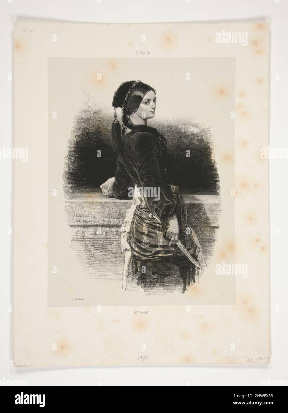 Gulnare (Mlle. Waldor). Artist: Paul Gavarni, French, 1804–1866 Stock ...