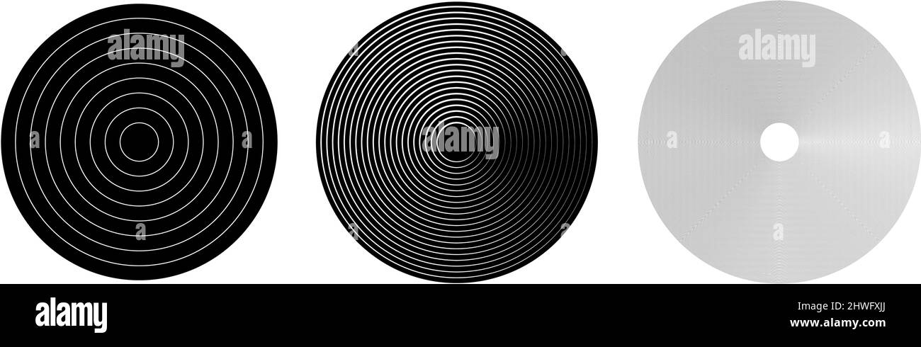 Concentric, radial, radiating black and white, circles, rings simple ...