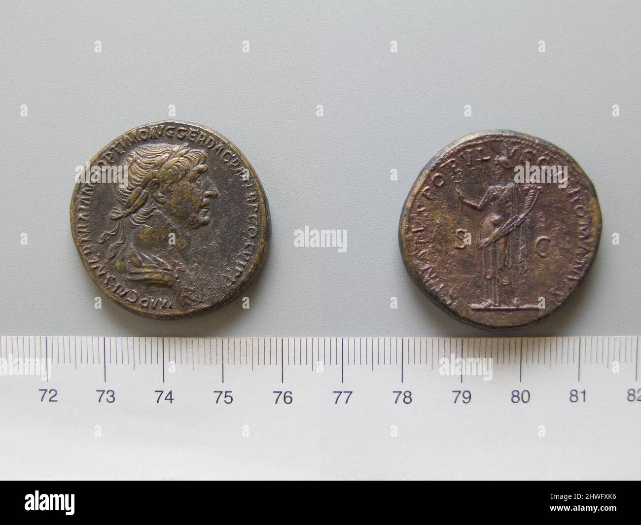 Sestertius of Trajan, Emperor of Rome from Rome. Ruler: Trajan, Emperor ...