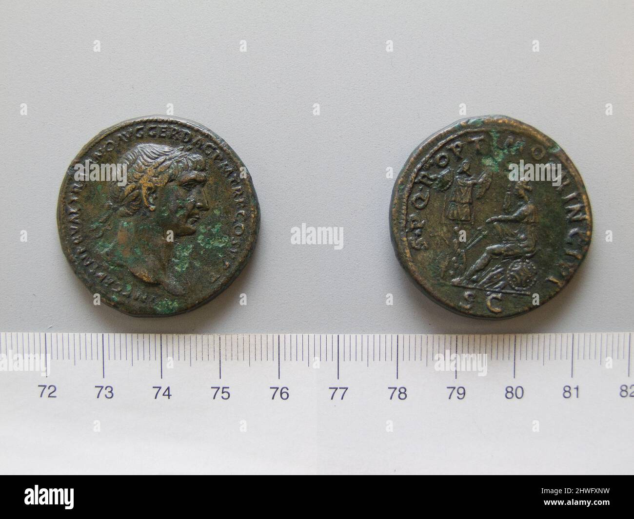 Sestertius of Trajan, Emperor of Rome from Rome. Ruler: Trajan, Emperor ...