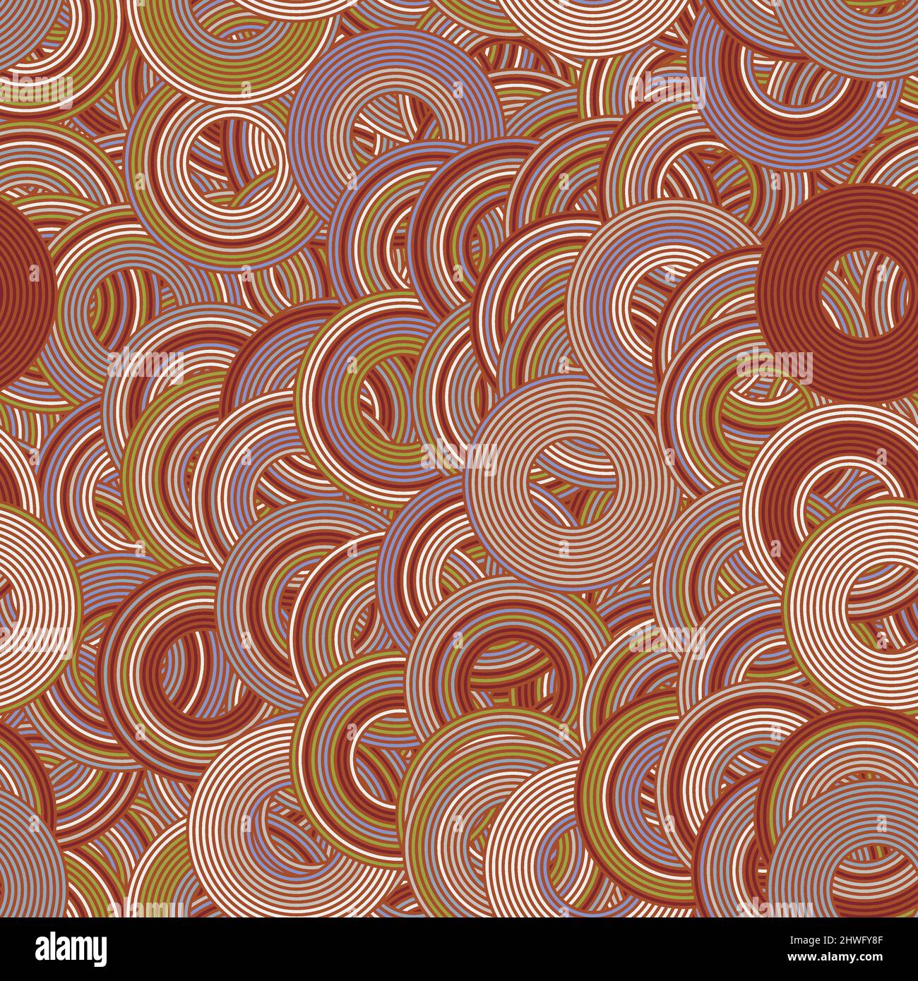 Seamless concentric circle in retro colors dizzy surface pattern design ...