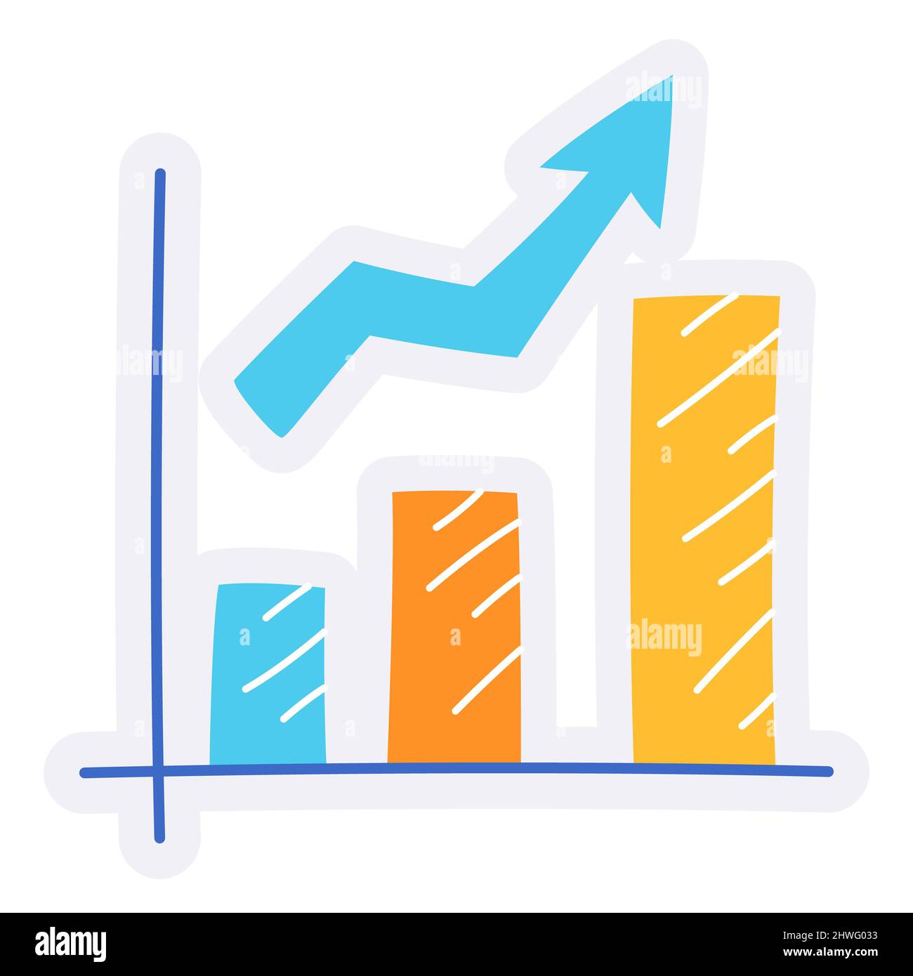 chart increase profit growth raise single isolated icon with sticker ...