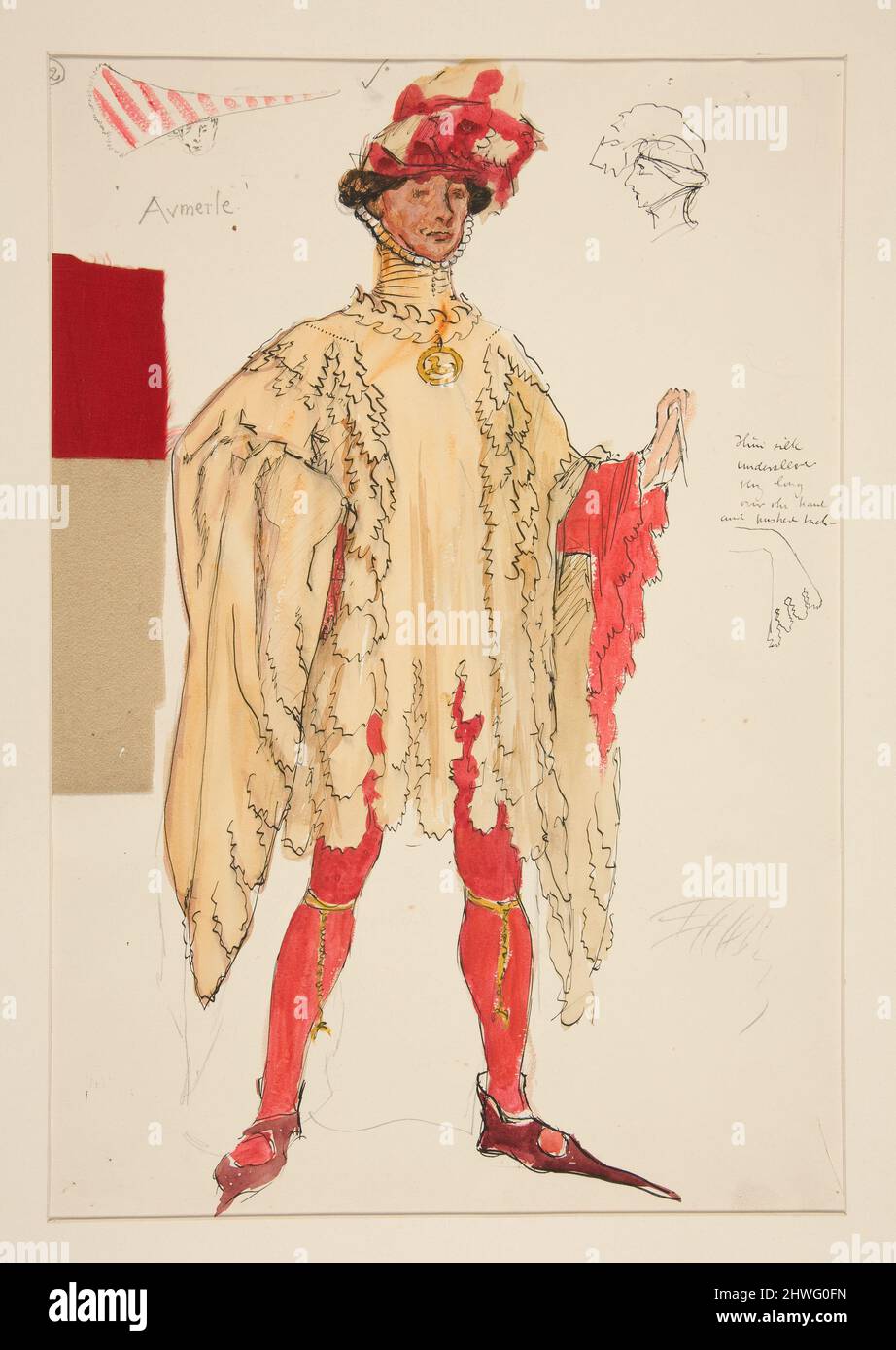 Aumerle, costume sketch for Henry Irving’s Planned Productino of King ...