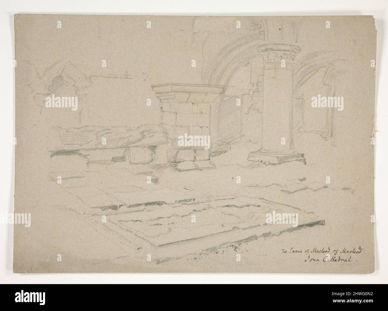The Grave of MacLeod of MacLeod: Iona Cathedral. Artist: Edwin Austin ...