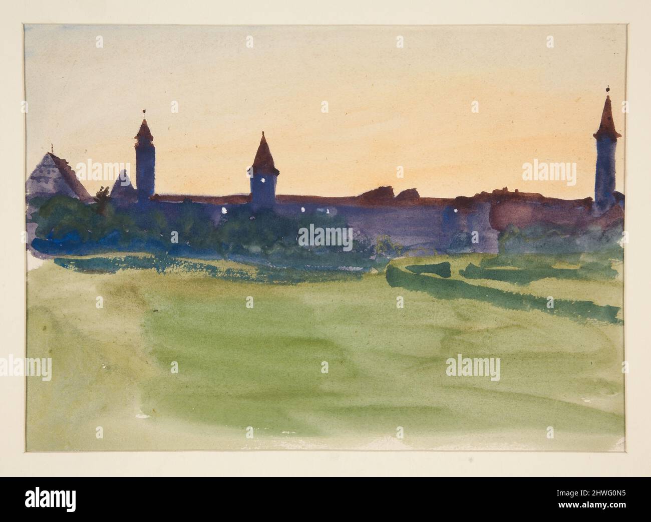 Architectural Study - View of a walled city. Artist: Edwin Austin Abbey ...