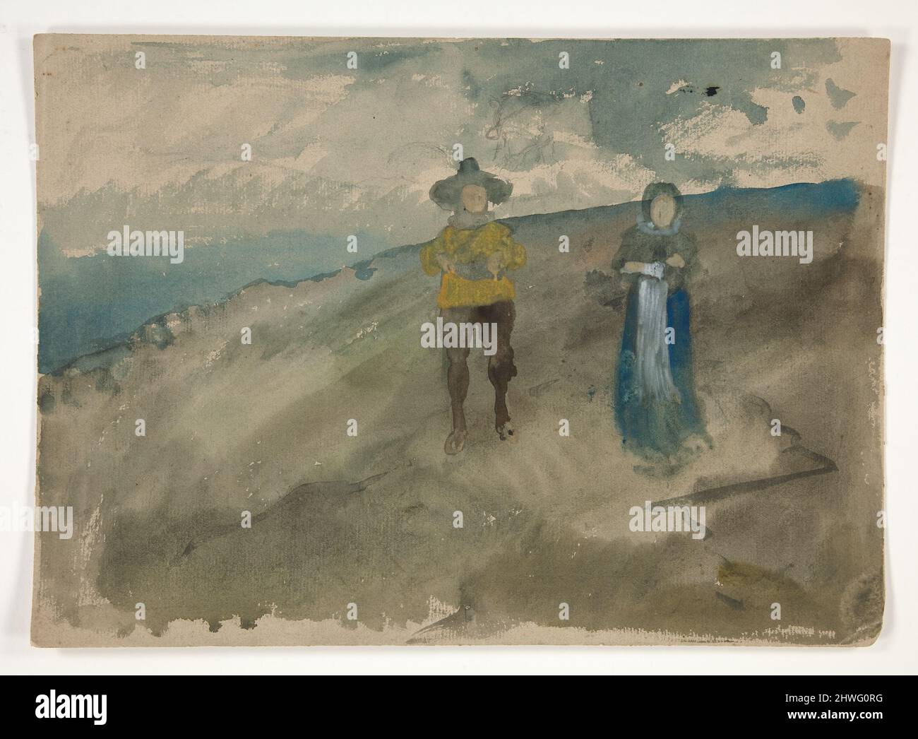 Two Figures in a Landscape (recto); Study of Man’s Head (Self-portrait ...