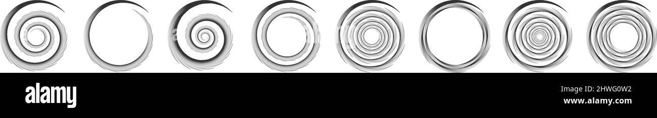 Spiral, swirl and twirl, whirl design element. Whirlpool, whirlwind ...