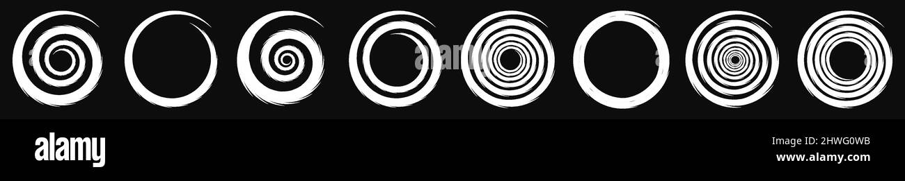 Spiral, swirl and twirl, whirl design element. Whirlpool, whirlwind ...