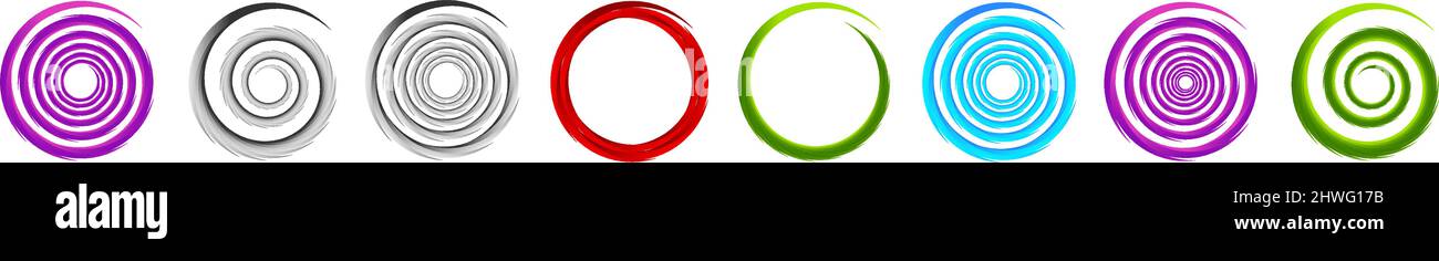 Spiral, swirl and twirl, whirl design element. Whirlpool, whirlwind ...