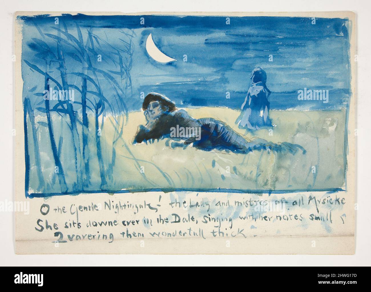 Sketch for “O the Gentle Nightingale!”. Artist: Edwin Austin Abbey ...
