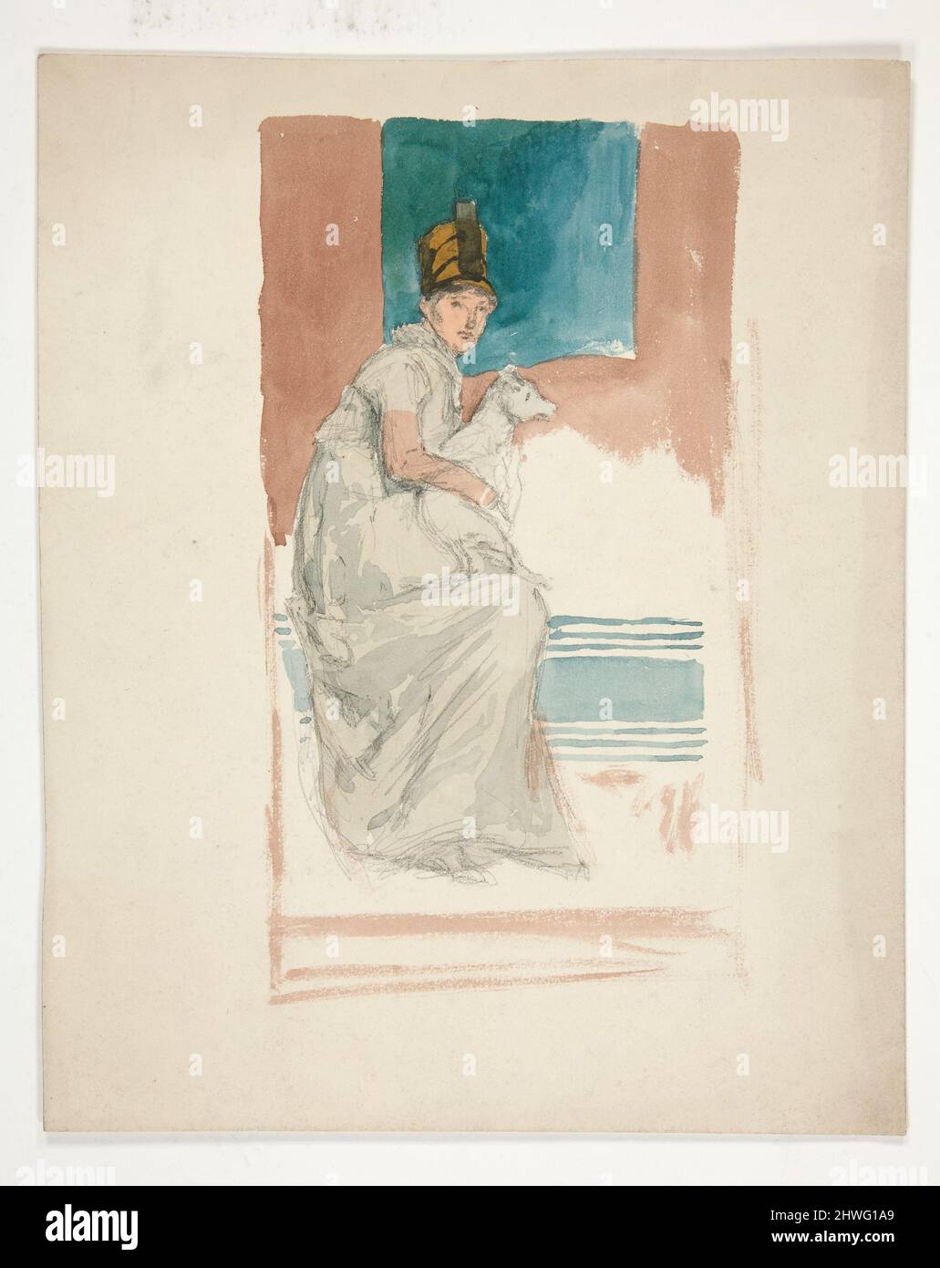 Woman holding a lap dog. Artist: Edwin Austin Abbey, American, 1852 ...