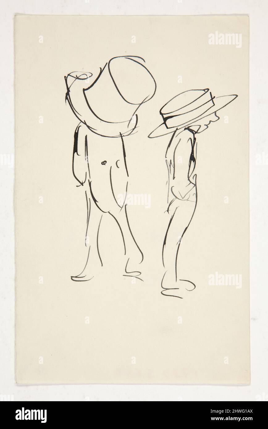 Two cartoons of a figure in hat and tails. Artist: Edwin Austin Abbey ...