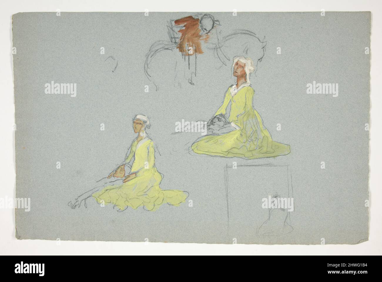 Two studies for Ophelia and Hamlet in the Play Scene in Hamlet. Artist ...
