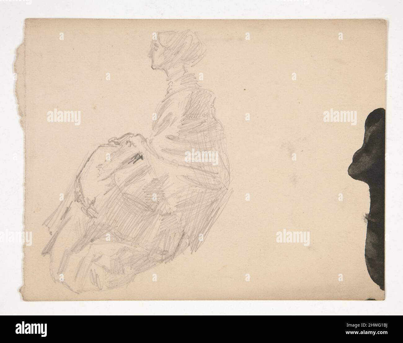 Study of a seated woman, in profile. Artist: Edwin Austin Abbey ...