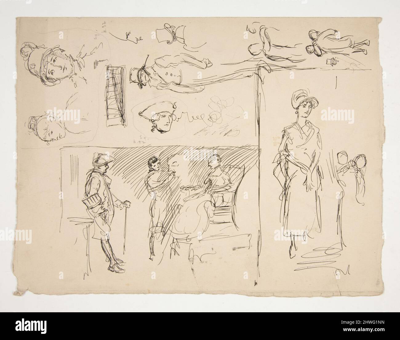 Sheet of figure studies. Artist: Edwin Austin Abbey, American, 1852 ...