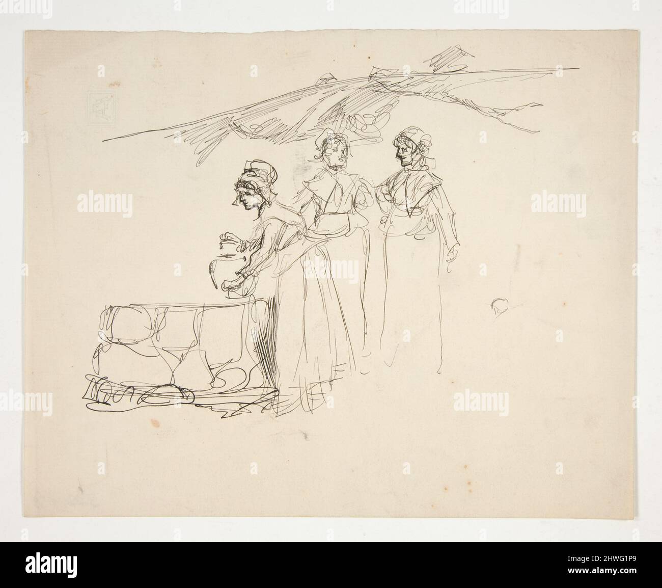 Three women at a well - unidentified illustration. Artist: Edwin Austin ...