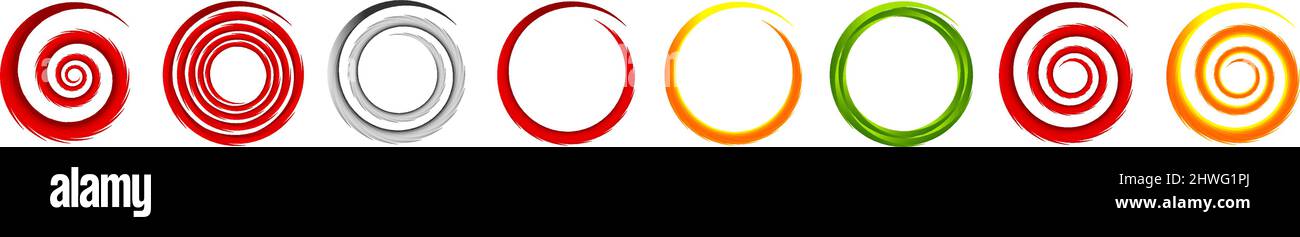 Spiral, swirl and twirl, whirl design element. Whirlpool, whirlwind ...