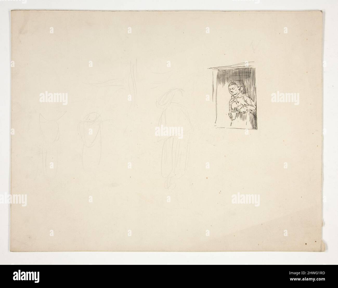 Woman at window - unidentified illustration. Artist: Edwin Austin Abbey ...