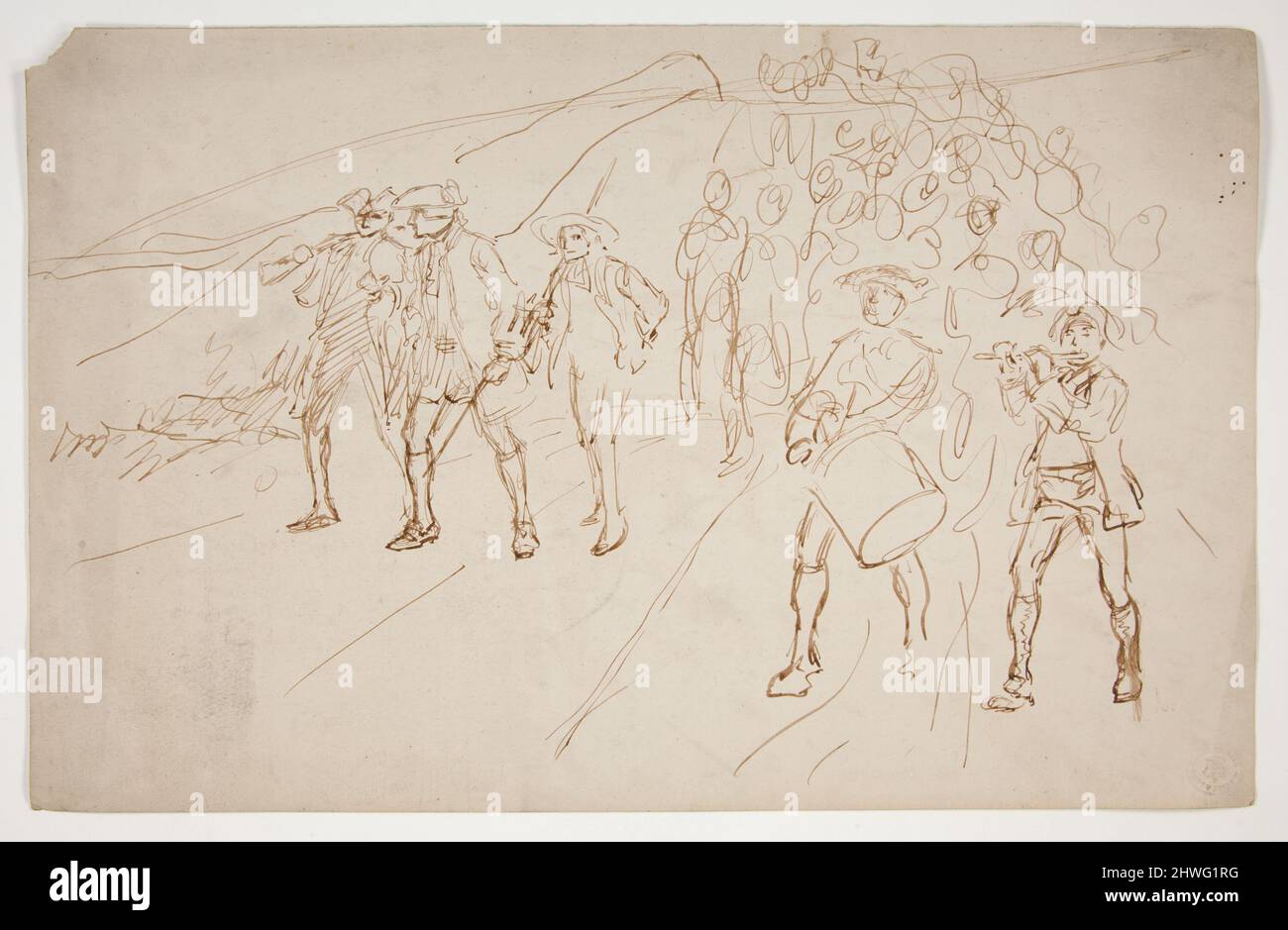 Sketch of Revolutionary War troops, marching. Artist: Edwin Austin ...