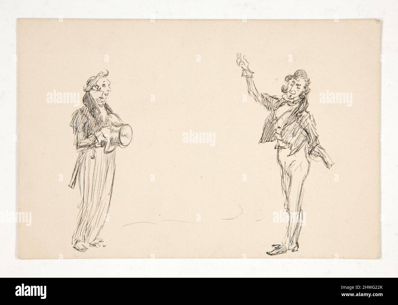 Two gentlemen - unidentified cartoon. Artist: Edwin Austin Abbey ...