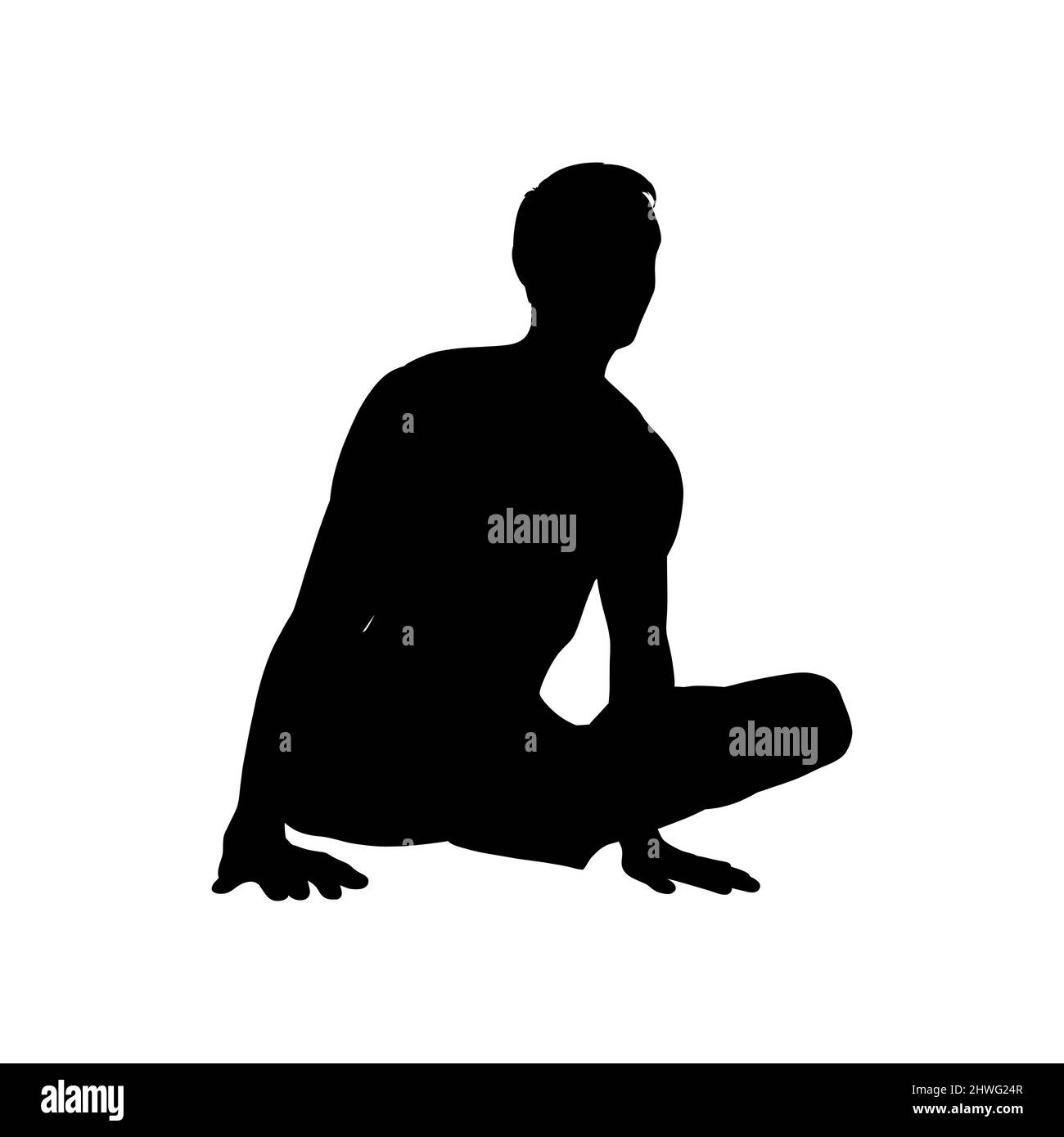 Yogi man in handstand rooster pose or Kukkutasana. Yoga hand stand for ...