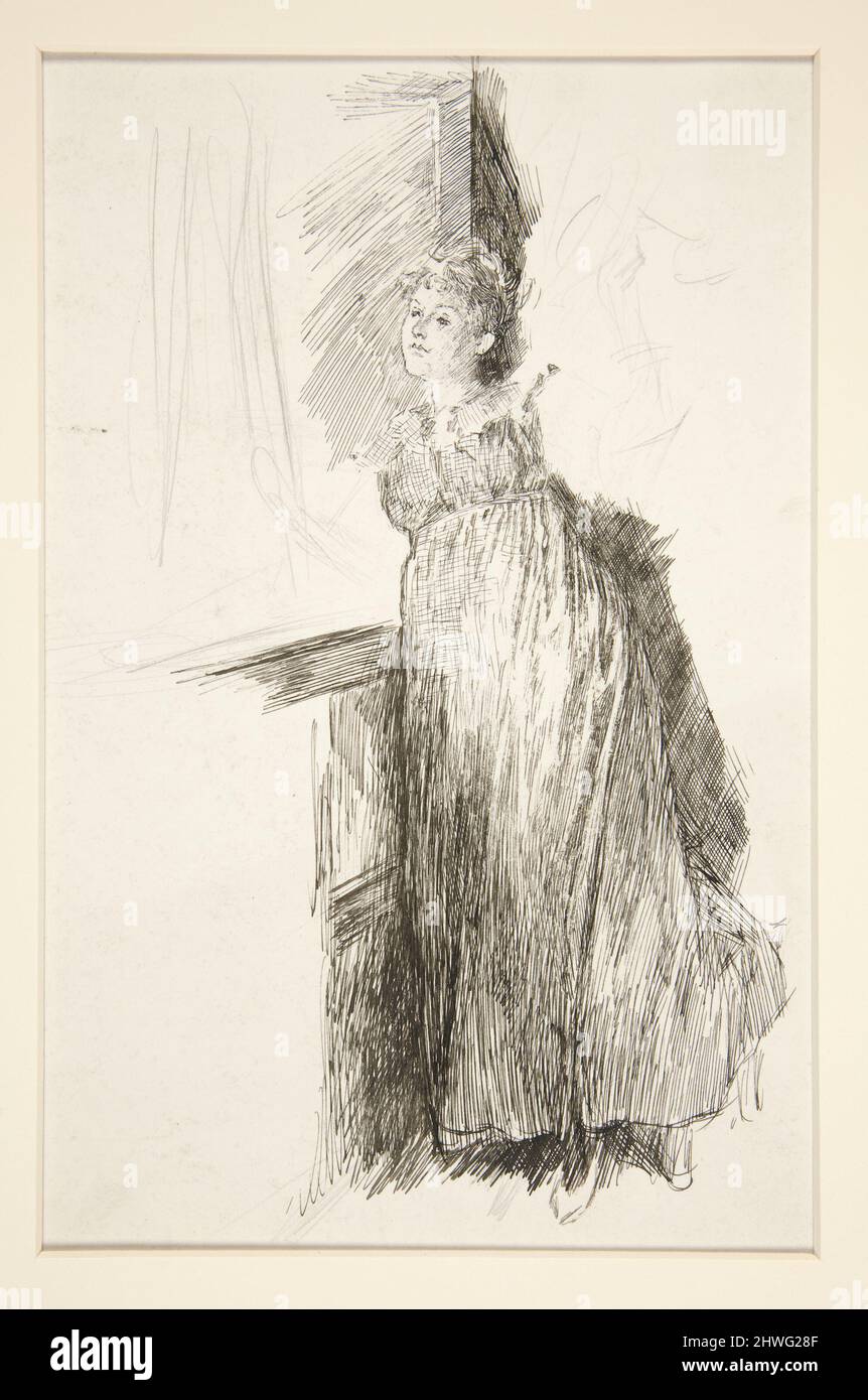 Woman at window - unidentified illustration. Artist: Edwin Austin Abbey ...