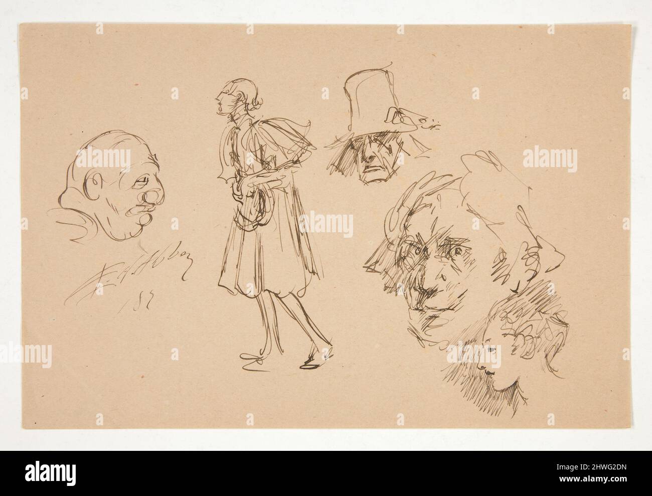 Sheet of sketches, heads and figures. Artist: Edwin Austin Abbey ...