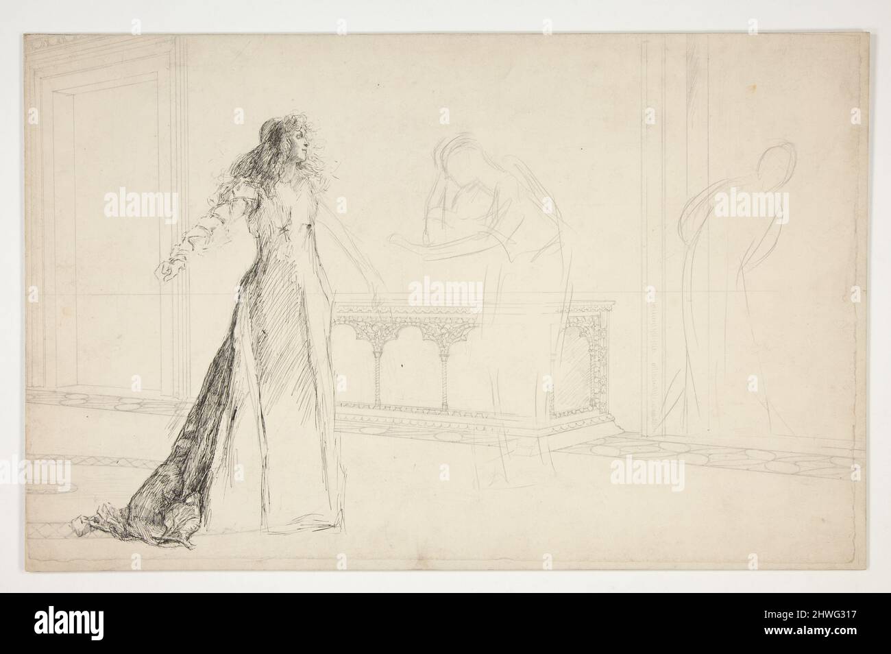 Juliet in hall, from Romeo and Juliet. Artist: Edwin Austin Abbey ...