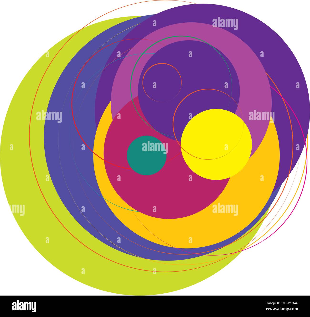 Abstract, artistic random, colorful concentric, radial, radiating ...