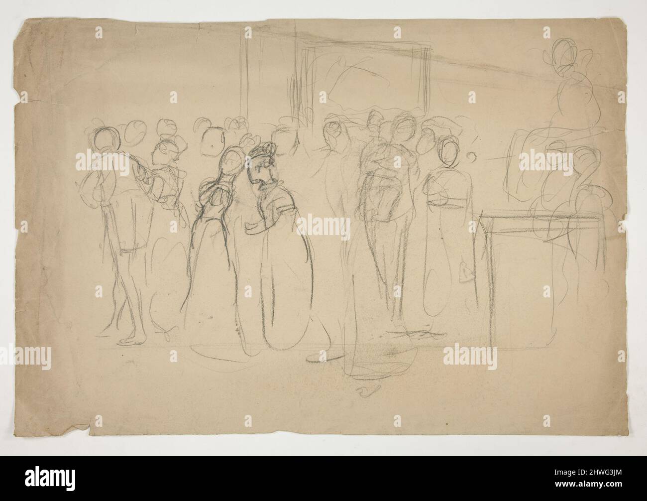 Figures in an interior. Artist: Edwin Austin Abbey, American, 1852–1911 ...