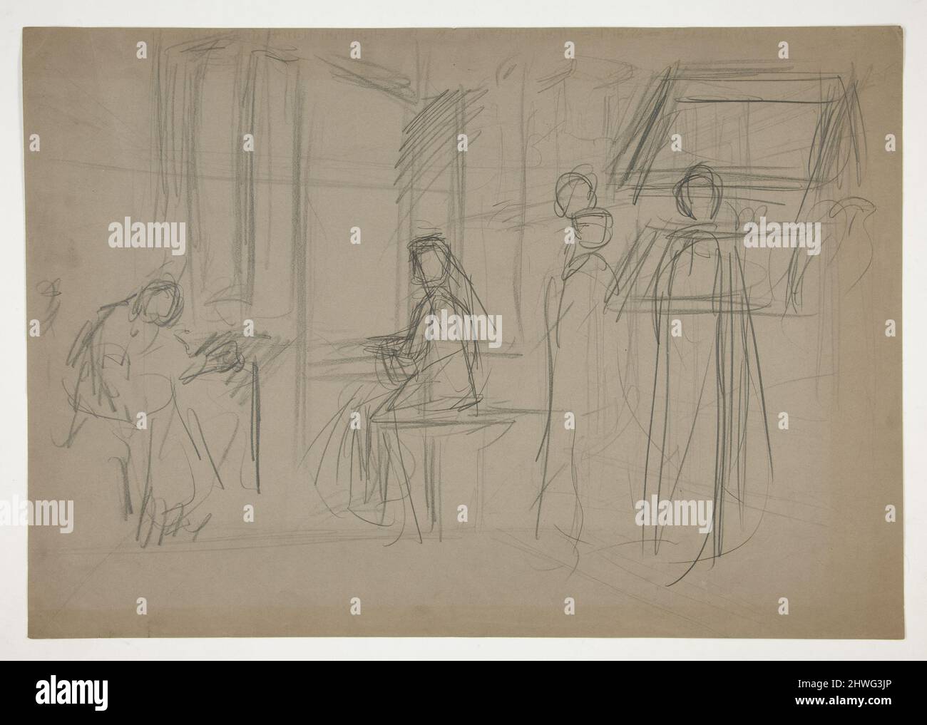 Figures in an interior. Artist: Edwin Austin Abbey, American, 1852–1911 ...