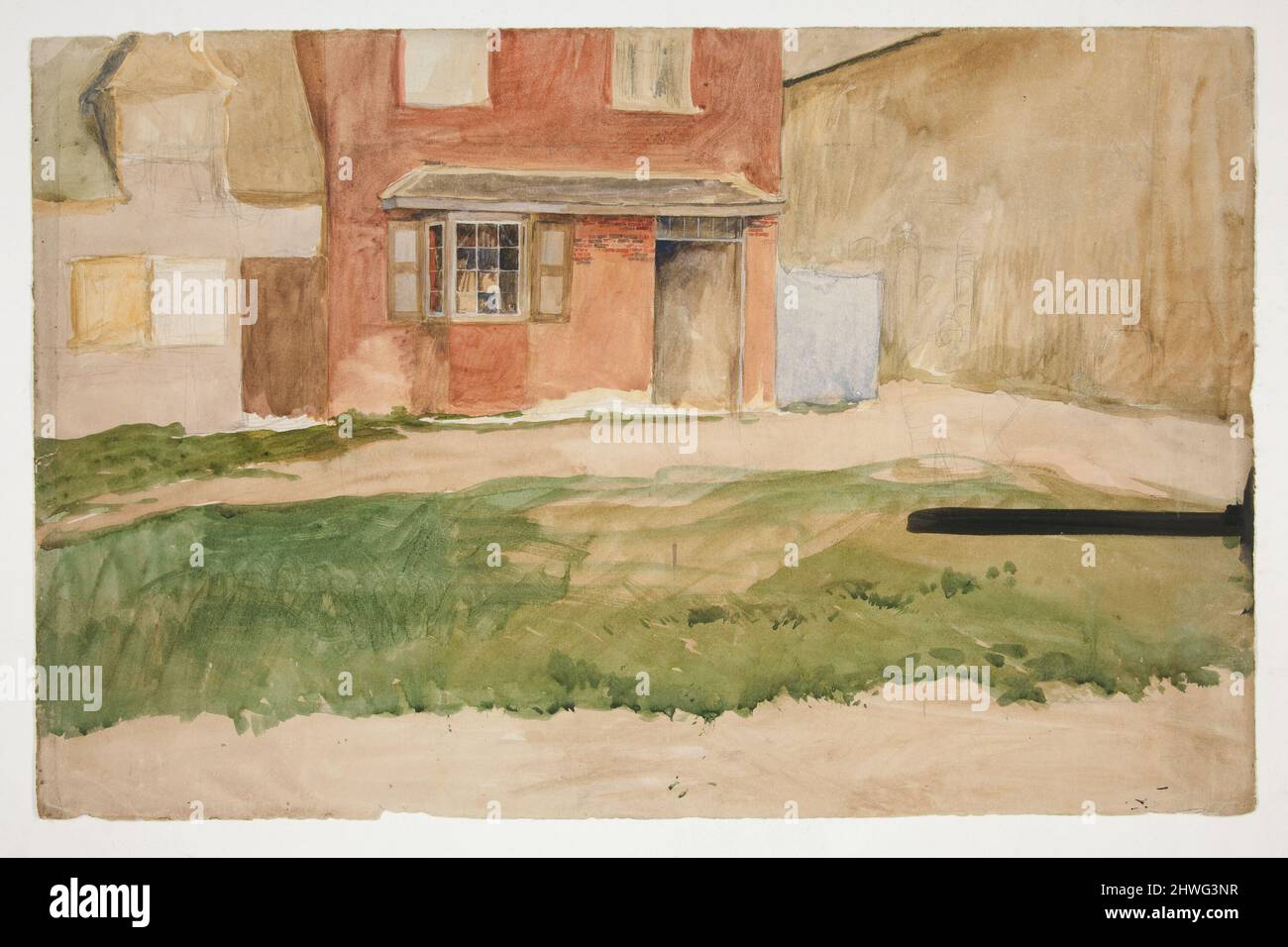 Study of exterior of a red brick building. Artist: Edwin Austin Abbey ...
