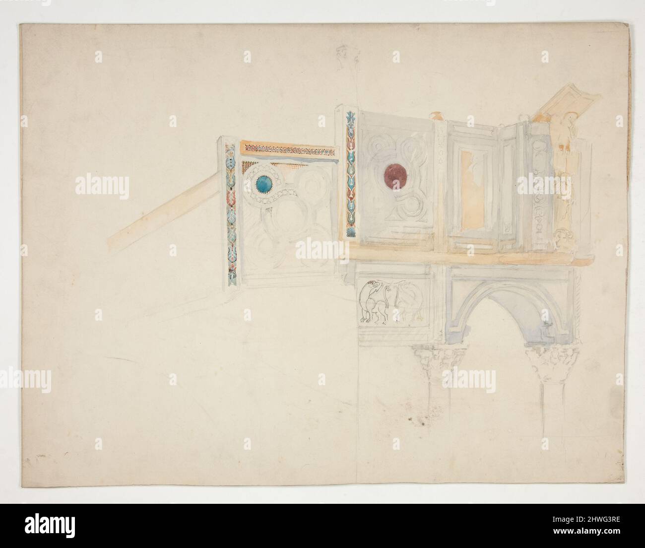 Sketch of an interior - architectural details. Artist: Edwin Austin ...