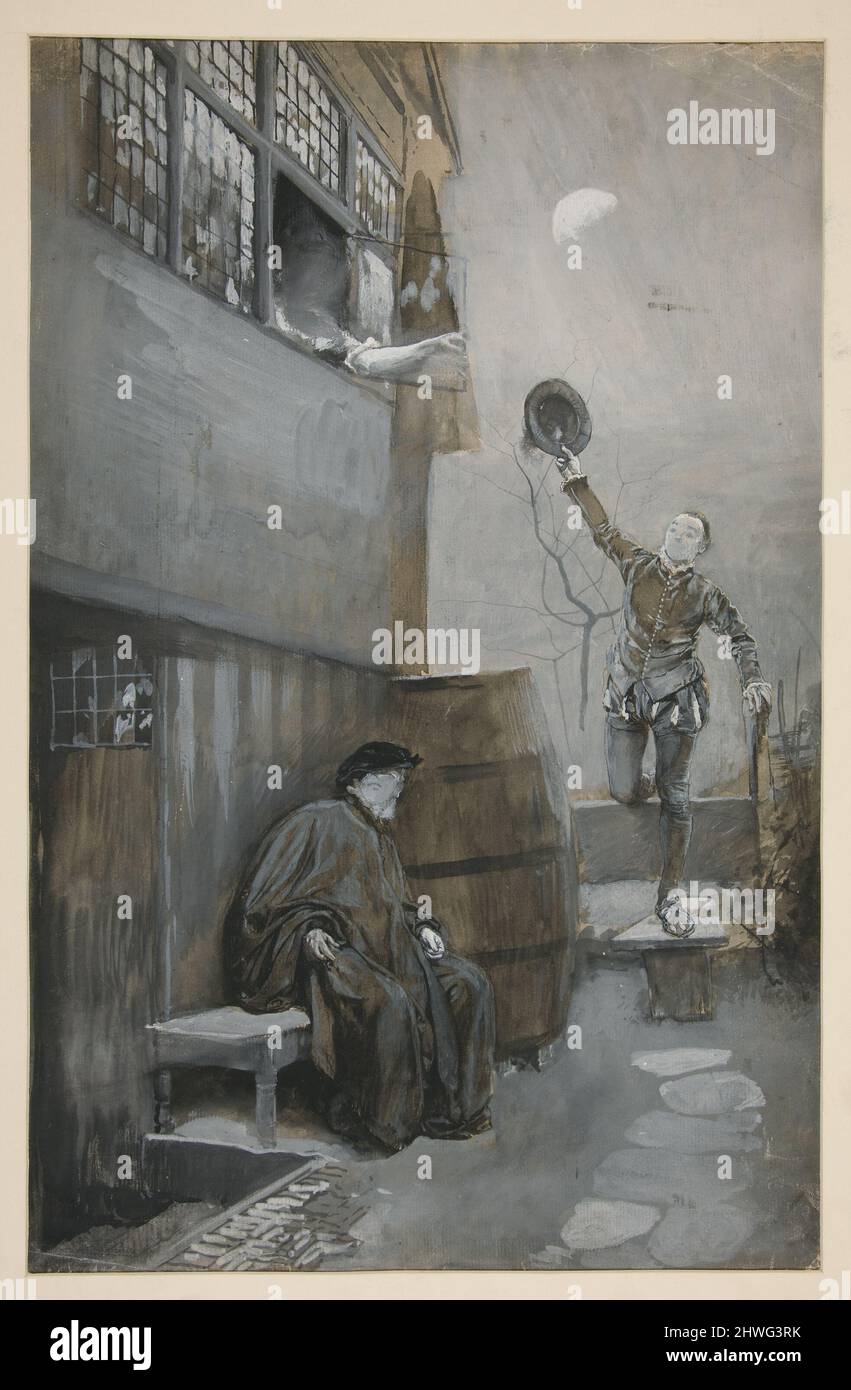 Sketch for Nighttime Rendezvous - 3 figures: two male, one female ...